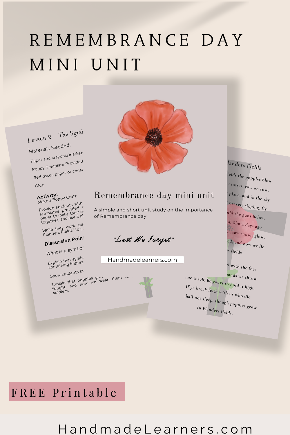 Remembrance Day Activity Unit - Handmade Learners